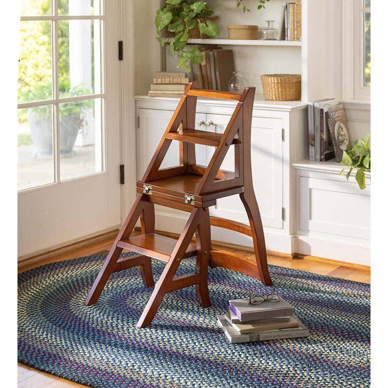 3 Step Wood Folding Small Step Ladder Plow Hearth 59J82